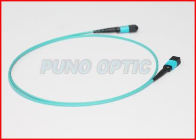 China 12F Multimode MTP Fiber Optic Cable OM3 50/125um Aqua Patch Cable for sale