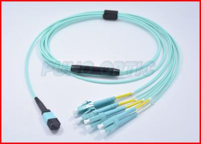 China Wear Resistant Aqua Fiber Patch Cable , Fiber Optic Jumper IEC 60332-1 Standard for sale