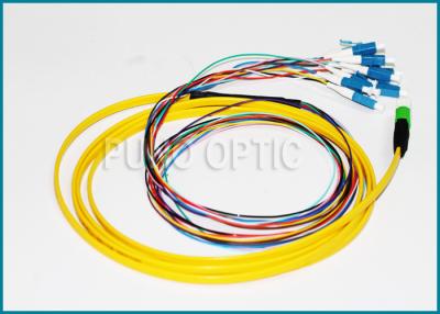 China 12F LC MPO Fiber Optic Cable , 2.0mm Fanout Kits Single Mode SMF Patch Cord for sale