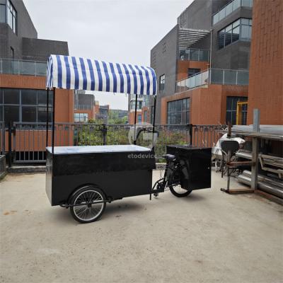 China Restaurant Beautiful Design Decorative Display 110*70cm Tricycle Food Cart with Umbrella for sale