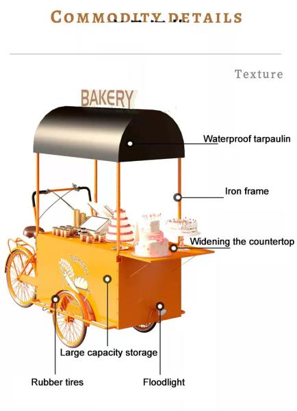 Quality Food Cake Display Tricycle Perfect for Customized Food Vending and Ice Cream for sale