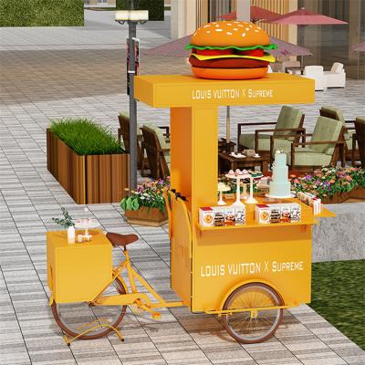 Cina Bicicletta elettrica mobile per fast food bicicletta portatile per caffè carrello da pranzo a fiori in vendita