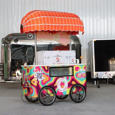 China 2023 Nieuw ontwerp koffie driewieler fiets voedselmandje voor mobiel bedrijf ijsmandje ijsje fiets Te koop