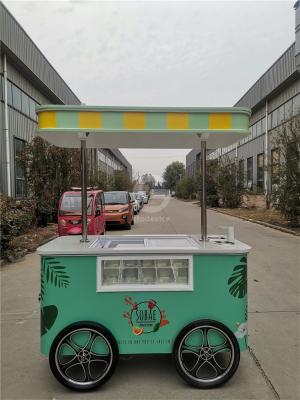 China Italian Gelato Bike Ice Cream Cart Mobile Push Popsicle Showcase Freezers Vending Cart For commercial use for sale