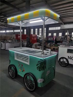 China Italian Gelato Bike Ice Cream Cart Mobile Push Popsicle Showcase Freezers Vending Cart For commercial use for sale