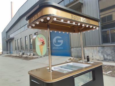 China Gelato showcase kiosk popsicle freezers hand push Italian ice cream display cart for sale