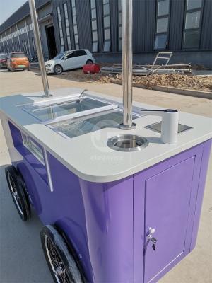Cina Cartone di gelati per snack di strada su misura Freezer Mini Push Cart Cartoni alimentari mobili in vendita