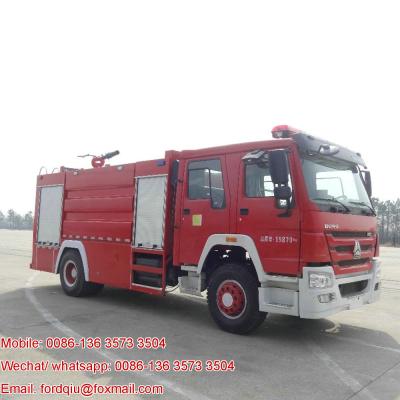 China new sinotruk howo fire truck 266hp howo fire engine water tank 6000L jetting water liquid 50M for sale
