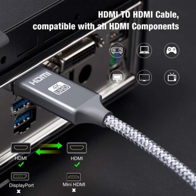 Cina 6,6 Ft 4K UHD HDMI cablano 18Gbps Ethernet ad alta velocità 28AWG hanno intrecciato il cavo di HDMI in vendita