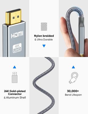 Cina 6,6 Ft 4K UHD HDMI cablano 18Gbps Ethernet ad alta velocità 28AWG hanno intrecciato il cavo di HDMI in vendita