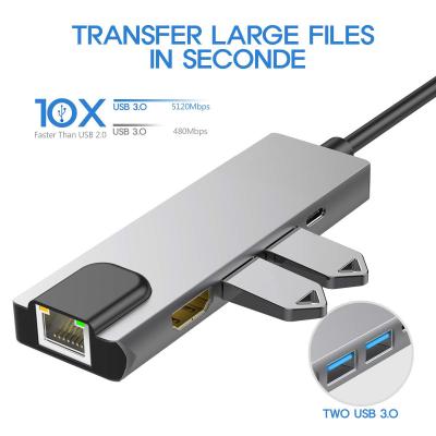 Cina Adattatore 5 di Multiport dei hub di PD3.0 USB C in 1 3,1 USB C Rj45 al connettore HDMI 30hz in vendita