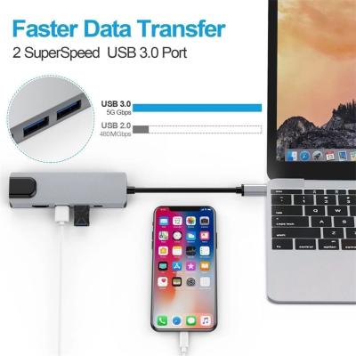 Cina Adattatore 5 di Multiport dei hub di PD3.0 USB C in 1 3,1 USB C Rj45 al connettore HDMI 30hz in vendita