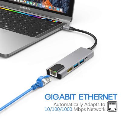Cina Adattatore 5 di Multiport dei hub di PD3.0 USB C in 1 3,1 USB C Rj45 al connettore HDMI 30hz in vendita