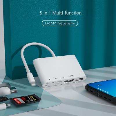 Cina fulmine 1080P al hub dell'adattatore di Digital avoirdupois TV OTG del lettore di schede di deviazione standard TF di USB del cavo di HDMI in vendita