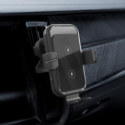 Cina Progettista di pressione automatico di carico veloce doppio Wireless Charger del supporto del telefono del caricatore dell'automobile della bobina 15W Qi per la vibrazione di Samsung Z in vendita