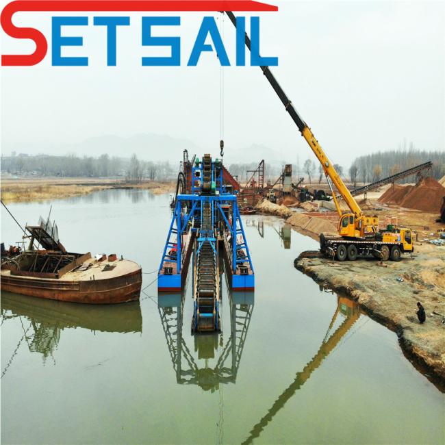 Full Automatic Bucket Chain River Mining Boat with Trommel Screen