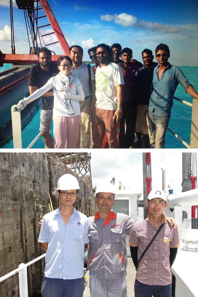 Sea sand dredger in operation