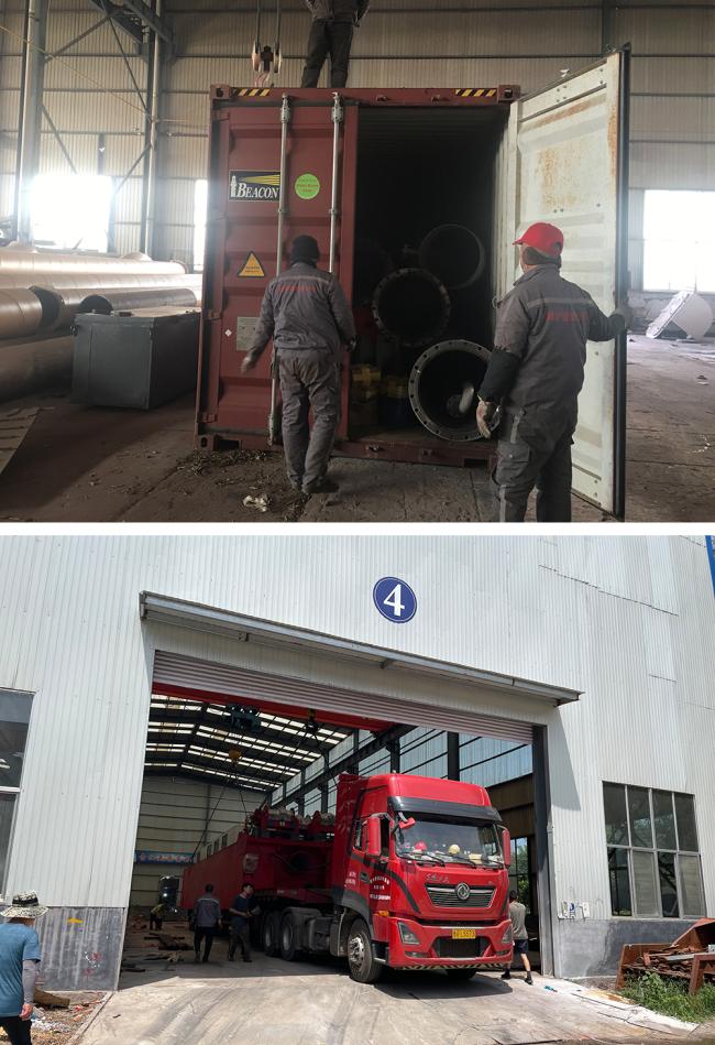 Dredger components being transported by road