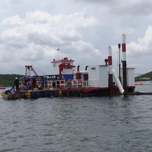 Close-up of dredger components