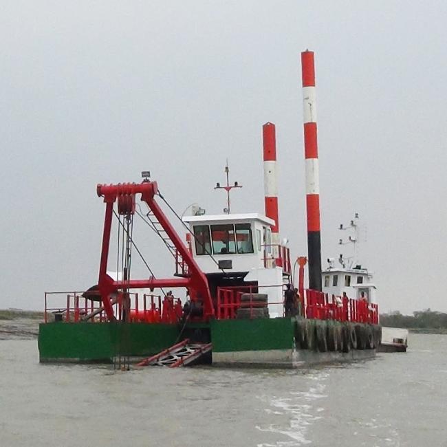 Dredger working in salty water