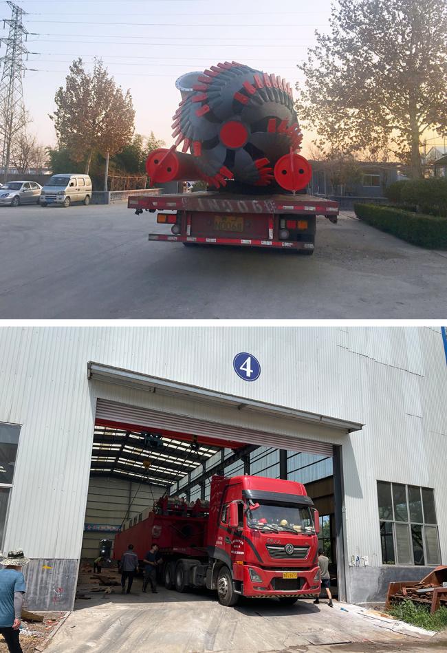 Dredger equipment being transported by truck