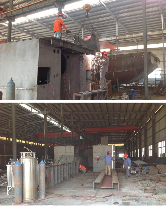 Workshop interior showing dredger assembly