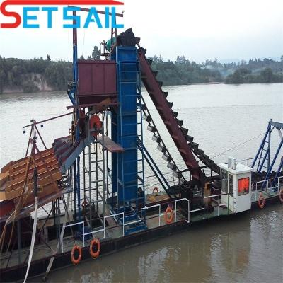 China CTN Slot Type Electric Power Chain Bucket Gold Diamond Dredger with Vibration Screen for sale