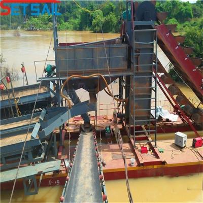 China 5.5kw-50kw Drum Screen Motor Chain Bucket River Mining Gold Dredger for Your Benefit for sale