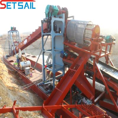 Cina 60m3-500m3 Capacità motore diesel catena di alimentazione secchio di diamanti dragaglio per l'oro del fiume in vendita
