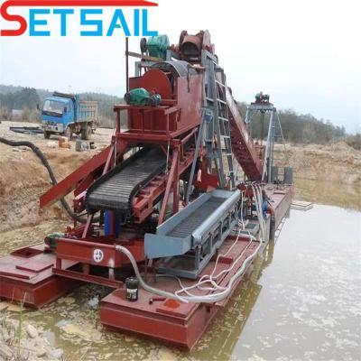 China Chain Bucket River Sand Gold Dredge Equipment voor Diamant US Currency Aanpassing Te koop