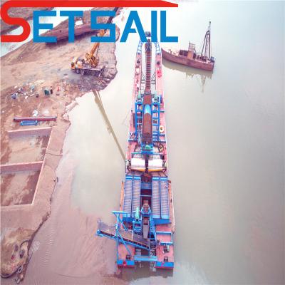 Cina Macchina per l'oro a sabbia del fiume Chain Bucket con paracadute di agitazione entro 23 m-49 m Dimensione dello scafo in vendita