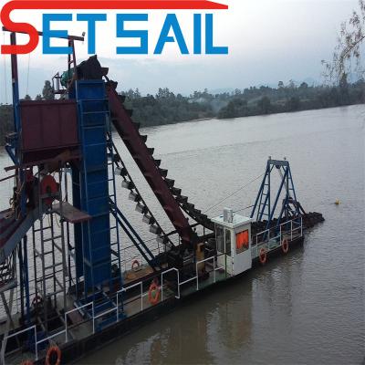 Cina 128-176PCS Customized River Diamond Excavation Bucket Chain Gold Dredger per il trasporto marittimo in vendita