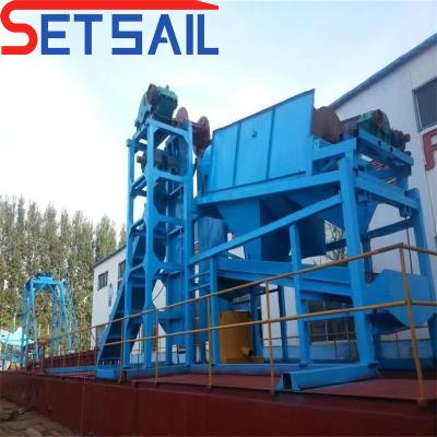 China 37kw-150kw Dredging Power Chain Bucket River Mining Gold Dredger met agitatiechuit Te koop