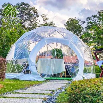Cina Tenda trasparente della cupola geodetica del ristorante del PVC della struttura d'acciaio con il chiaro tetto del PVC in vendita