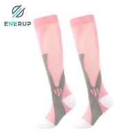 China S M L XL Cycling Moisture Wicking Compression Socks Knee High Pink for sale