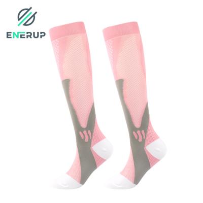China S M L XL het Cirkelen van de Compressiesokken van Vochtigheidswicking de Knie hoog Roze Te koop