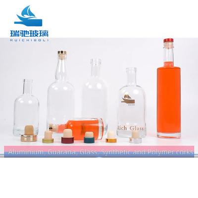 China 750 ml de garrafa de vidro de vinho e uísque com tampa de madeira feita de vidro de pedra à venda