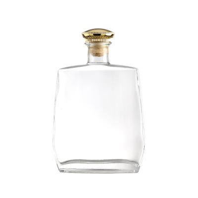 Cina Vino di lusso su misura whisky vodka tequila bottiglia di vetro quadrata con timbro a caldo e sughero in vendita