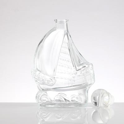 China 500ml 750ml Shaped Liquor Bottle with Cork Made of Super Flint Glass Material for sale