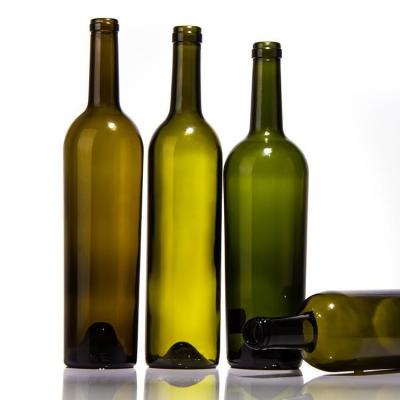 Cina 410g Bottiglia Bordeaux verde antica Bottiglie di vino d'uva di vetro da 750 ml con materiale per il colletto in vendita