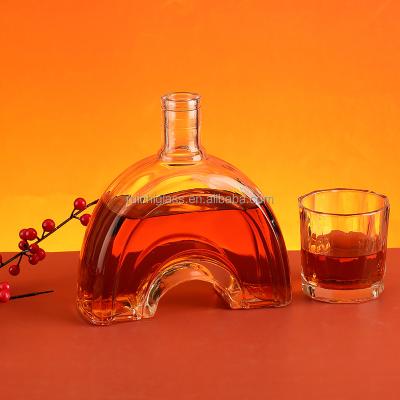 China Custom XO Brandy Glass Bottle with Fancy Shape and Hot Stamping Surface Handling for sale