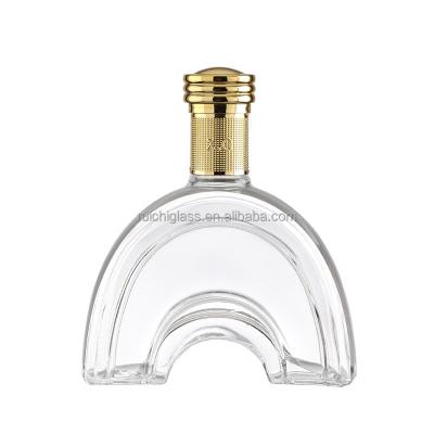 China Custom XO Brandy Glass Bottle with Fancy Shape and Hot Stamping Surface Handling for sale