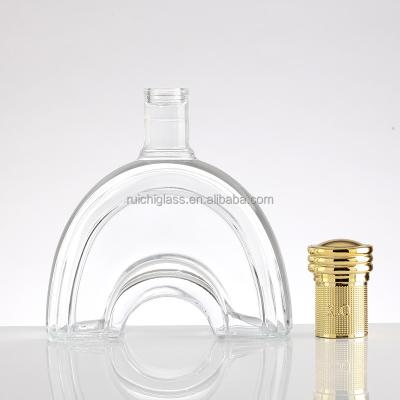 China Custom XO Brandy Glass Bottle with Fancy Shape and Hot Stamping Surface Handling for sale