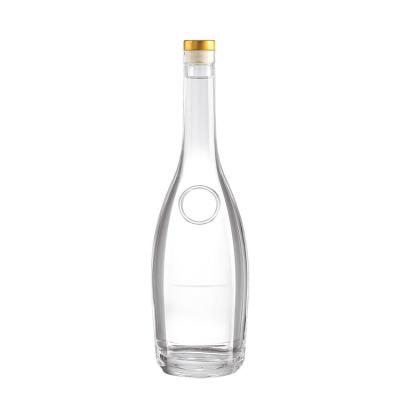 China 500ml 750ml 1000ml Clear Round Liquor Glass Bottle for Whisky Rum Tequila Vodka Liquor Wine for sale