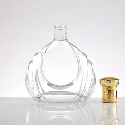 Cina 500 ml 200 ml 700 ml 750 ml Super Flint Glass Vuoto Chiaro Brandy Bottiglia di whisky con sughero in vendita