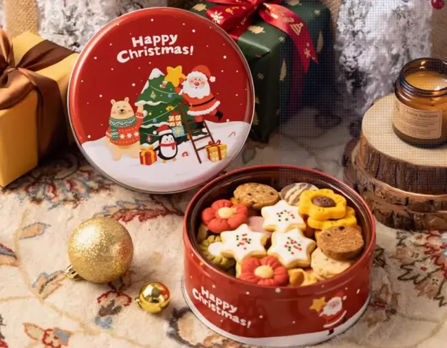 Wholesale Customizedchristmas Round Tin Box Gift Packaging Candy Cute Wedding Candy Mini Small Empty Box Packing