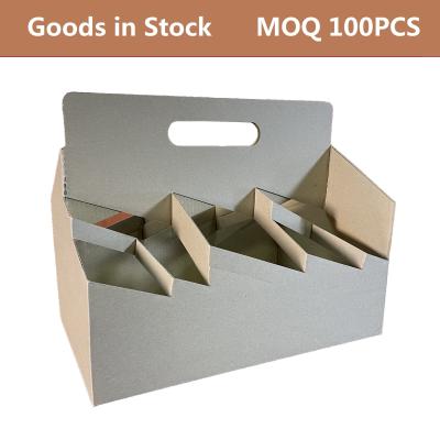 China Goods in Stock Wholeasale Cheap Customized Printed Corrugated Paper 6 Coffee Cup Holder with Handle MOQ 100PCS for sale