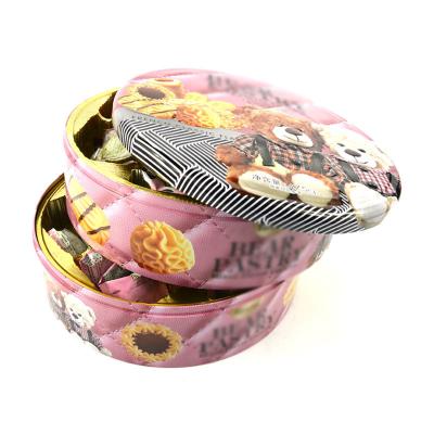 China Wholesale Customized Round Nested Christmas Gift Tin Set Chocolate Biscuit Cookie Tin for sale