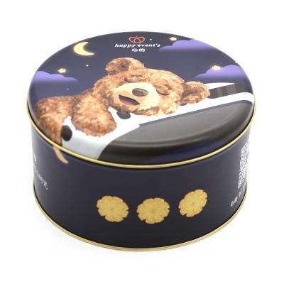 China Factory Price Customized Tinplate Packing Round Metal Box Container Cake Cookie Tea Candle Tin for sale