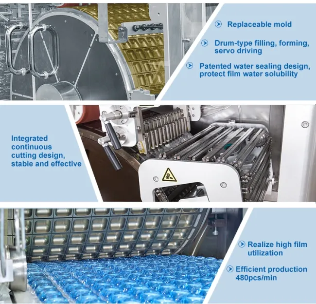 Automatic PVA Water-Soluble Film Liquid Washing Detergent Laundry Pod/Pouch/Capsule Packing Packaging Machine